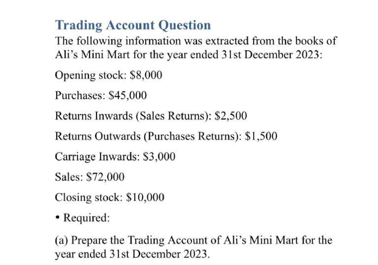 Trading Account Question | PDF