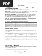 Paper Towel Absorbency Experiment | PDF