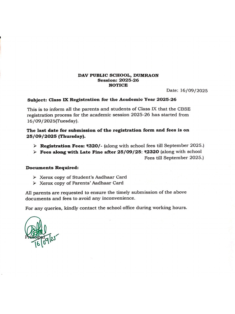 Class 9 Reg Form25 | PDF