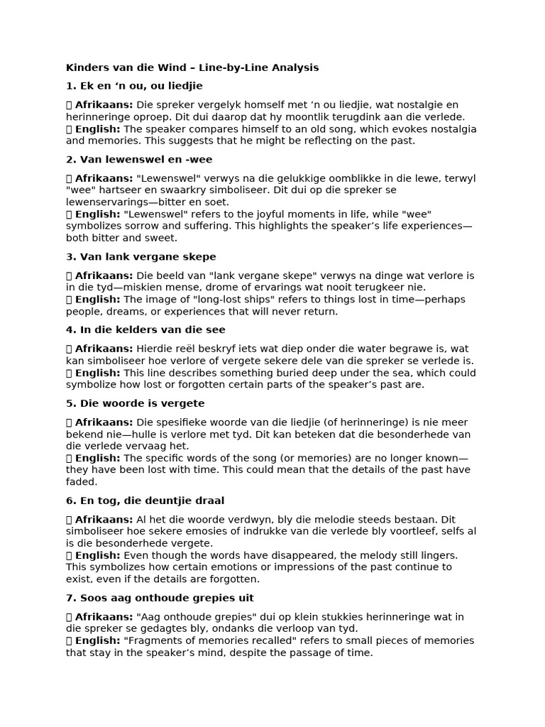 Kinders Van Die Wind Further Explaination | PDF