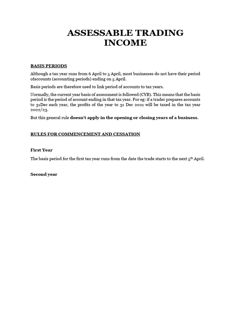 CHP 9 ASSESSABLE TRADING INCOME | PDF | Taxes | Fiscal Year