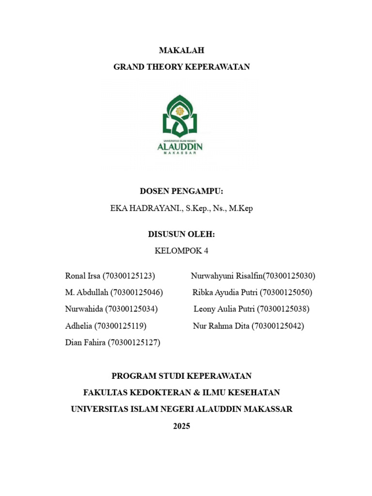 Fungsi dan Arti Grand Theory Keperawatan | PDF