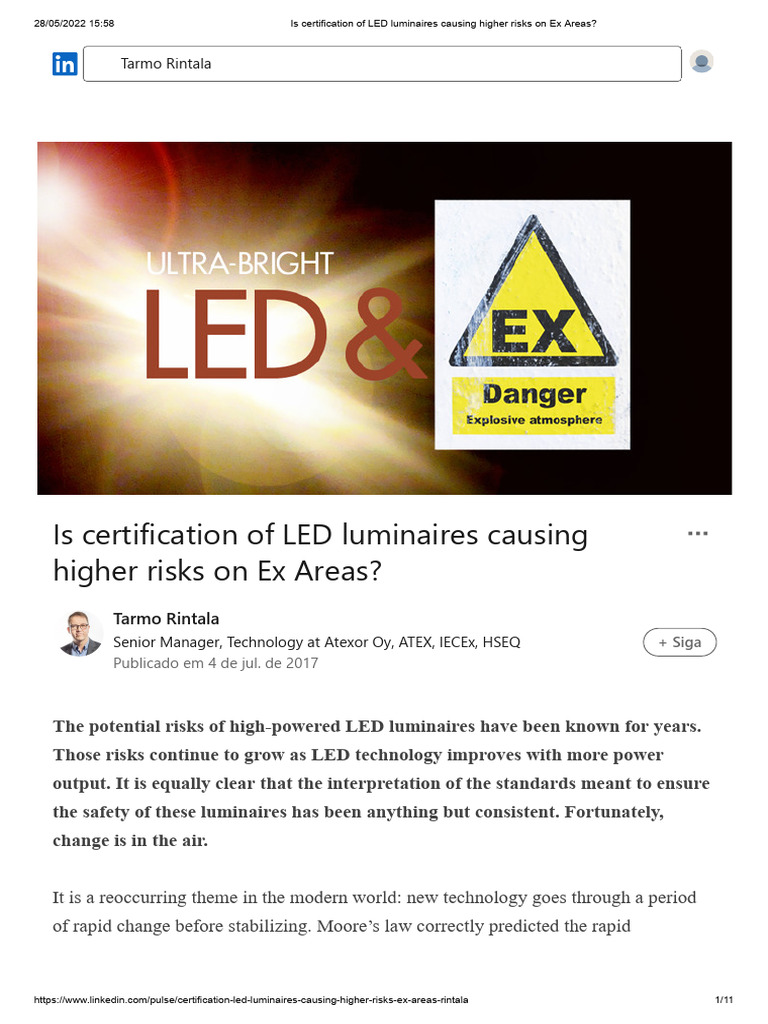 Is Certification of LED Luminaires Causing Higher Risks On Ex Areas ...