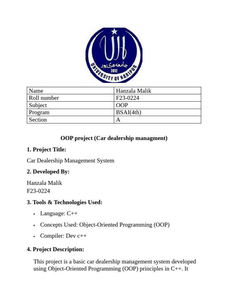 OOP Project Documentation | PDF