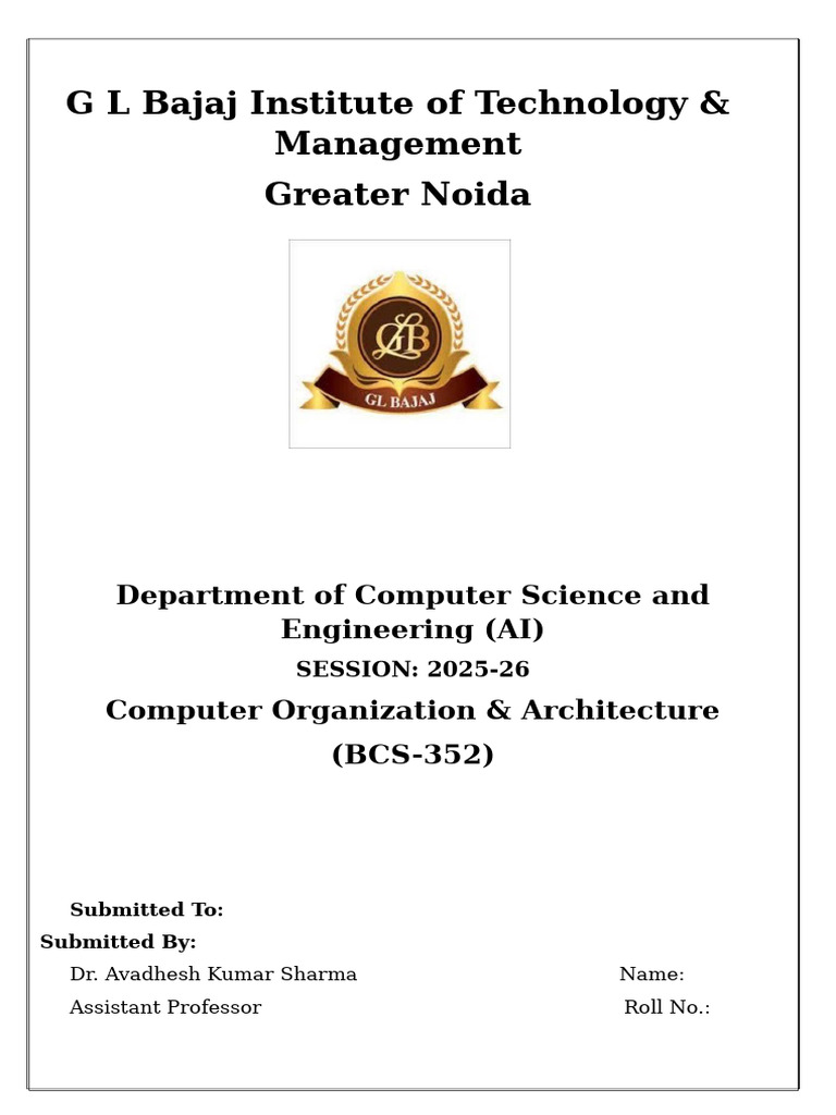COA Lab Front Page-1 | PDF