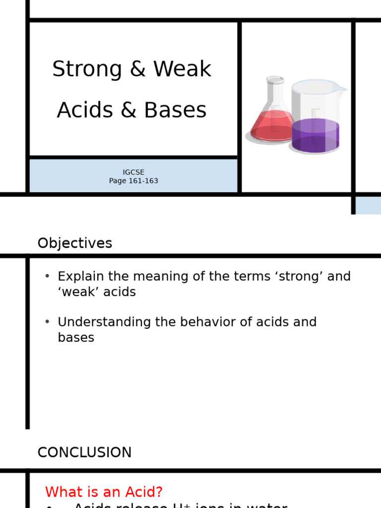 Strong & Weak Acids & Bases | PDF | Acid | Hydroxide