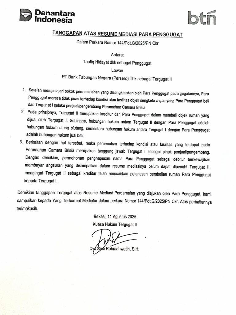 Tanggapan BTN | PDF