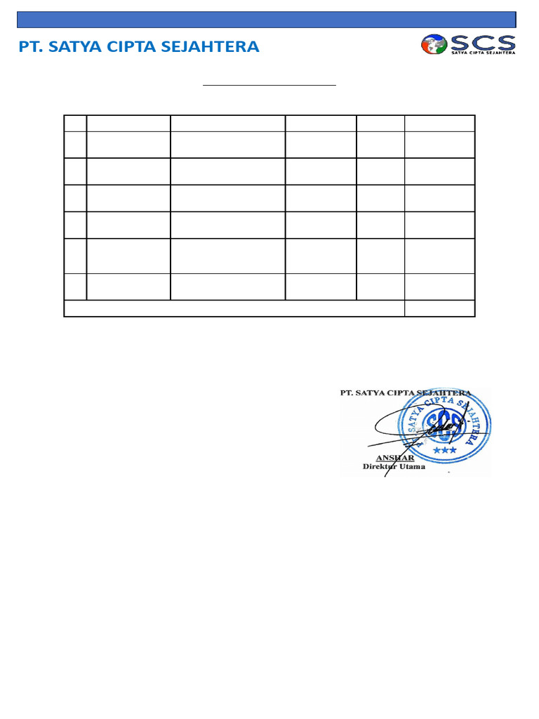 Nota Tagihan Invoice PT. Satya Cipta Sejahtera | PDF