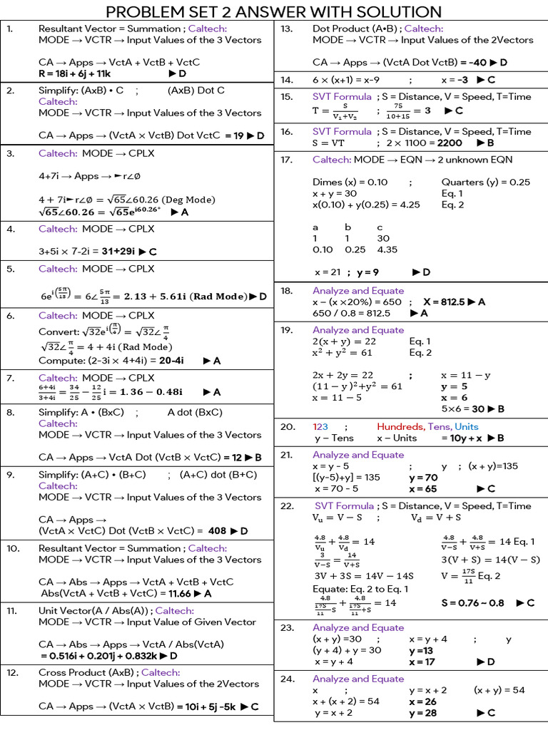 Caltech Vector and Complex Number Solutions | PDF | Linear Algebra ...