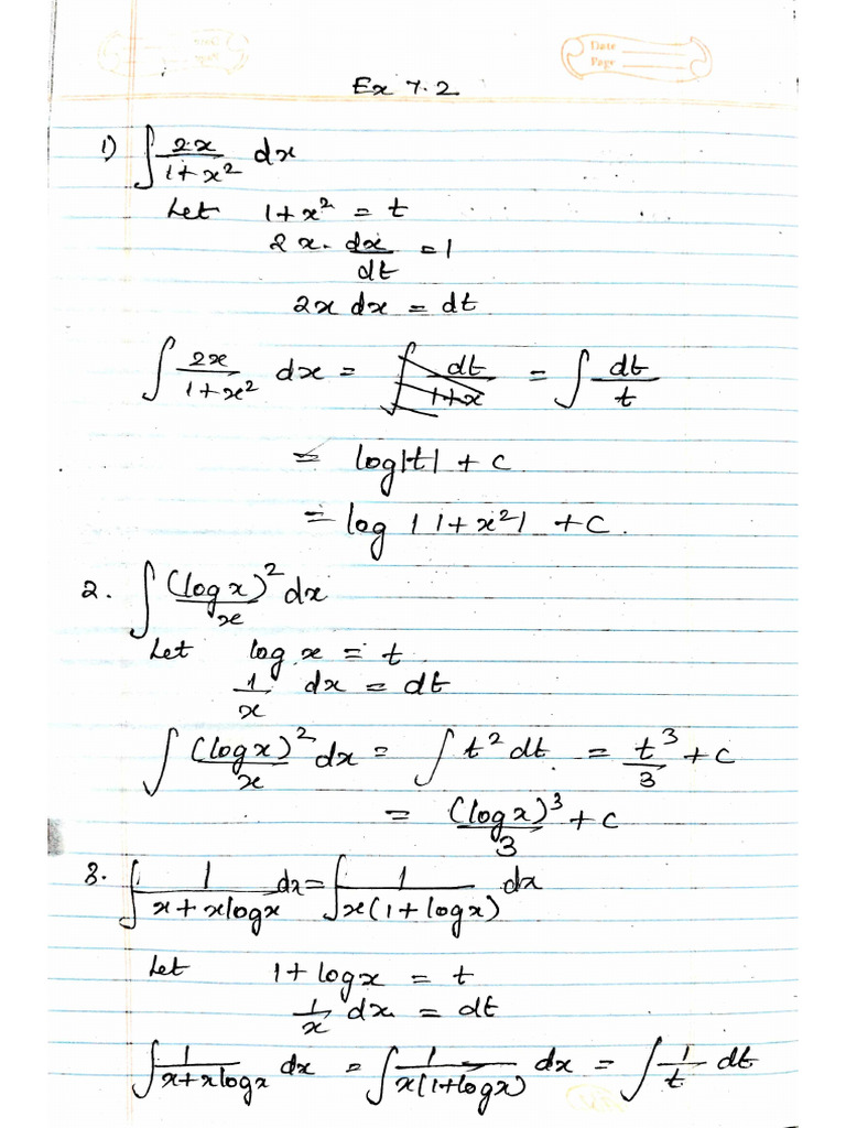 Integrals Ex 7.2 Q1 To 21 | PDF