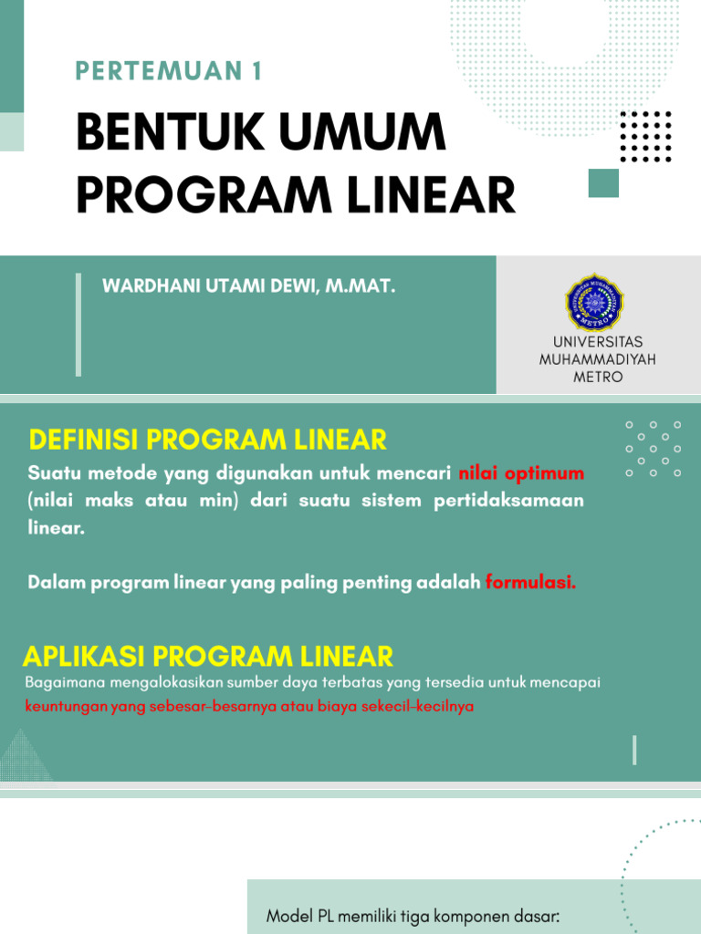 Pertemuan 2-Bentuk Umum Program Linear | PDF