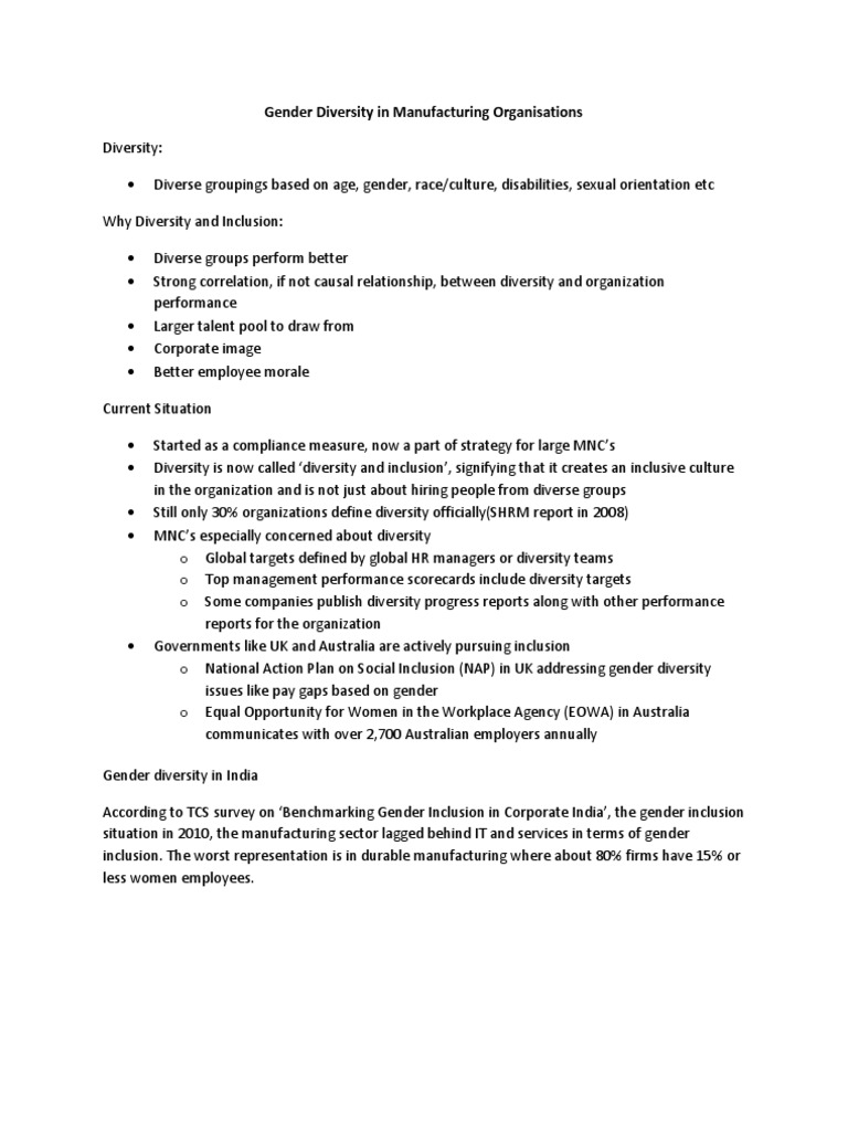 Gender Diversity- Research Proposal | Diversity (Business) | Social ...