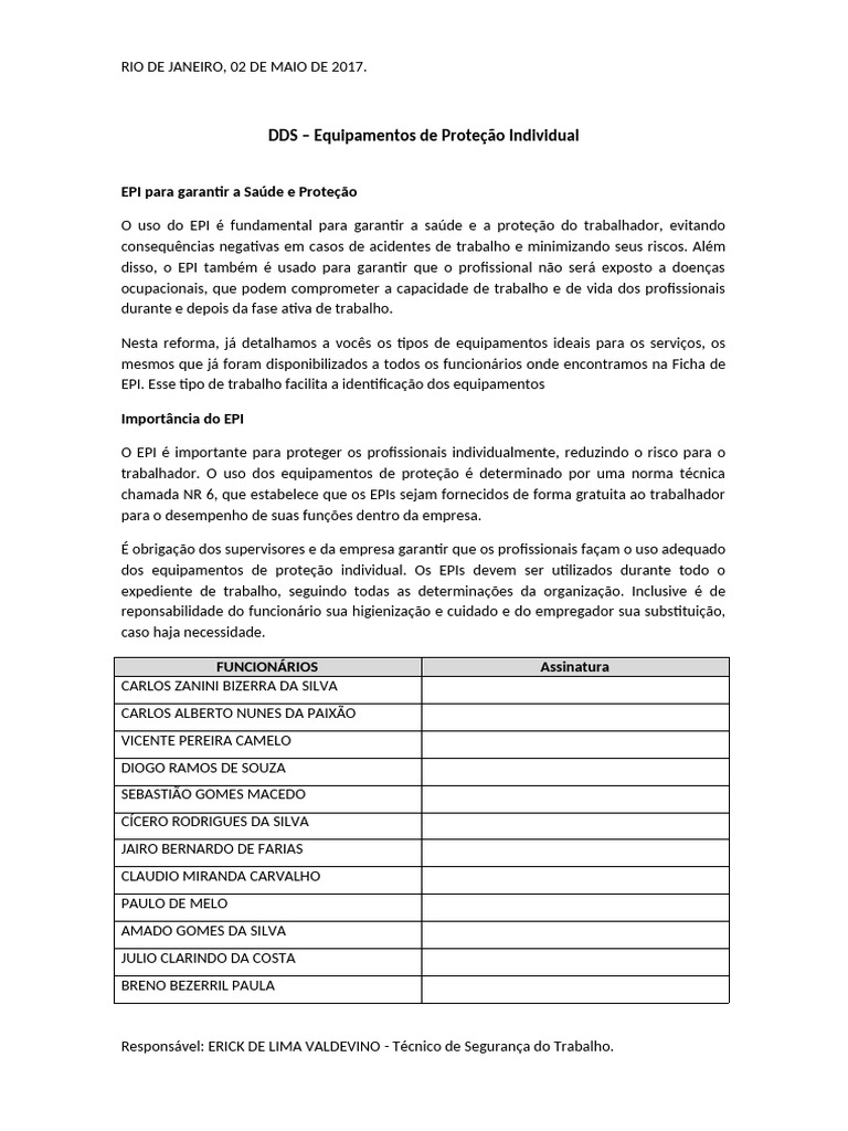 Importância do EPI na Segurança do Trabalho | PDF