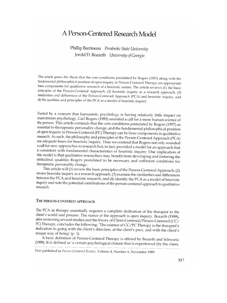 Artigo A Person Centered Research Model | PDF
