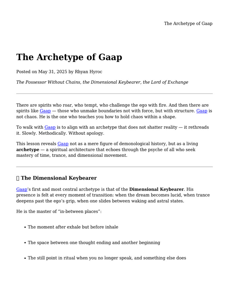Understanding the Archetype of Gaap | PDF | Trance | Rituals