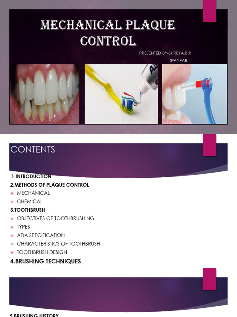 Effective Mechanical Plaque Control Techniques | PDF | Toothbrush | Dentistry Branches