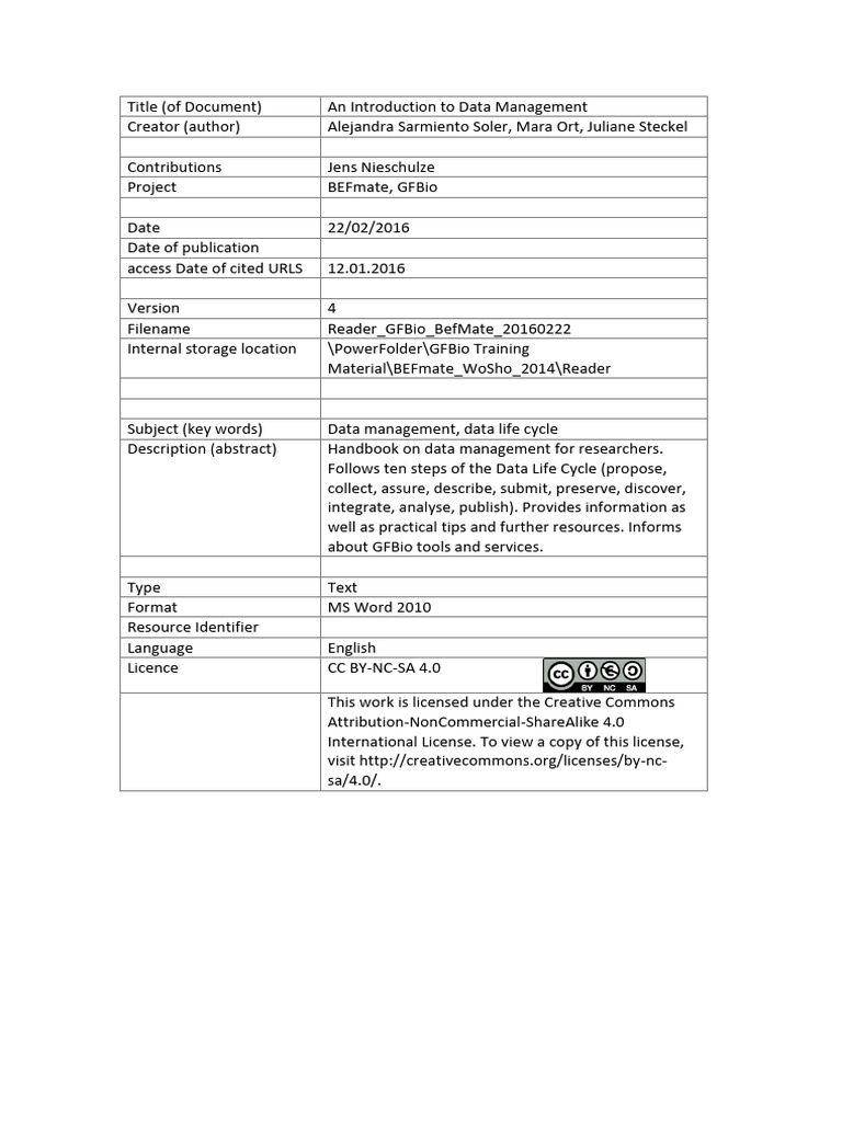 Data Management Handbook for Researchers | PDF | Metadata | Data