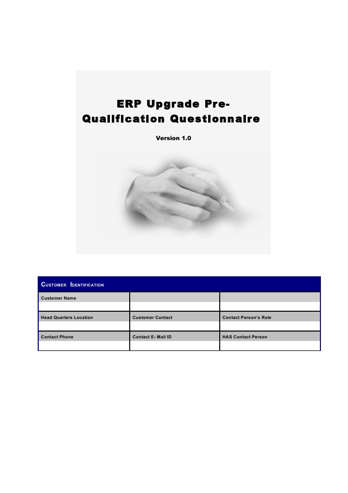 ERP+Upgrade+Pre Qualification+Questionnaire+V1+Feb+2010 | Download Free ...