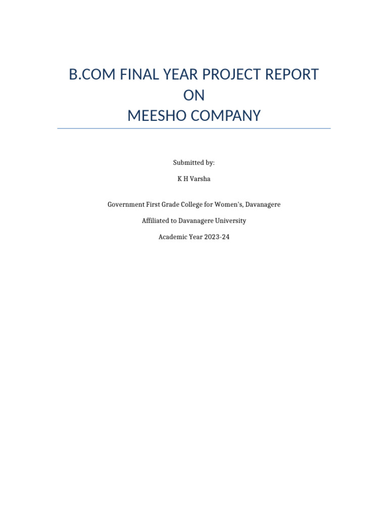 Meesho Company Project Report 2023 | PDF | E Commerce | Swot Analysis
