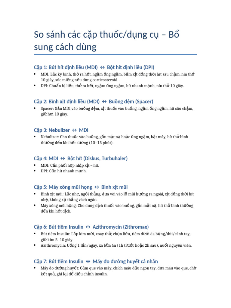 Cach Dung Cac Cap Thuoc Dung Cu | PDF
