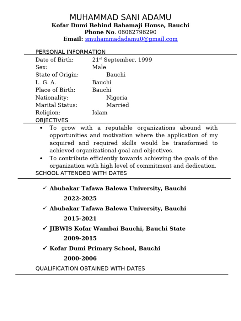 Muhammad Sani Adamu - 035004 | PDF