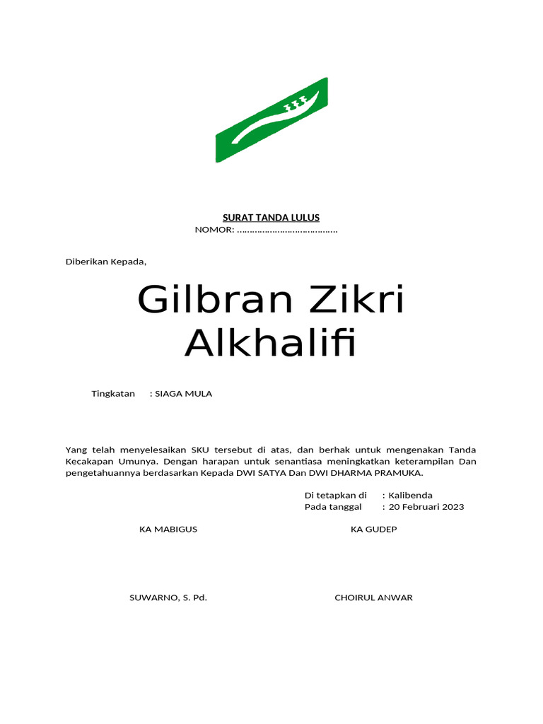 Surat Tanda Lulus | PDF