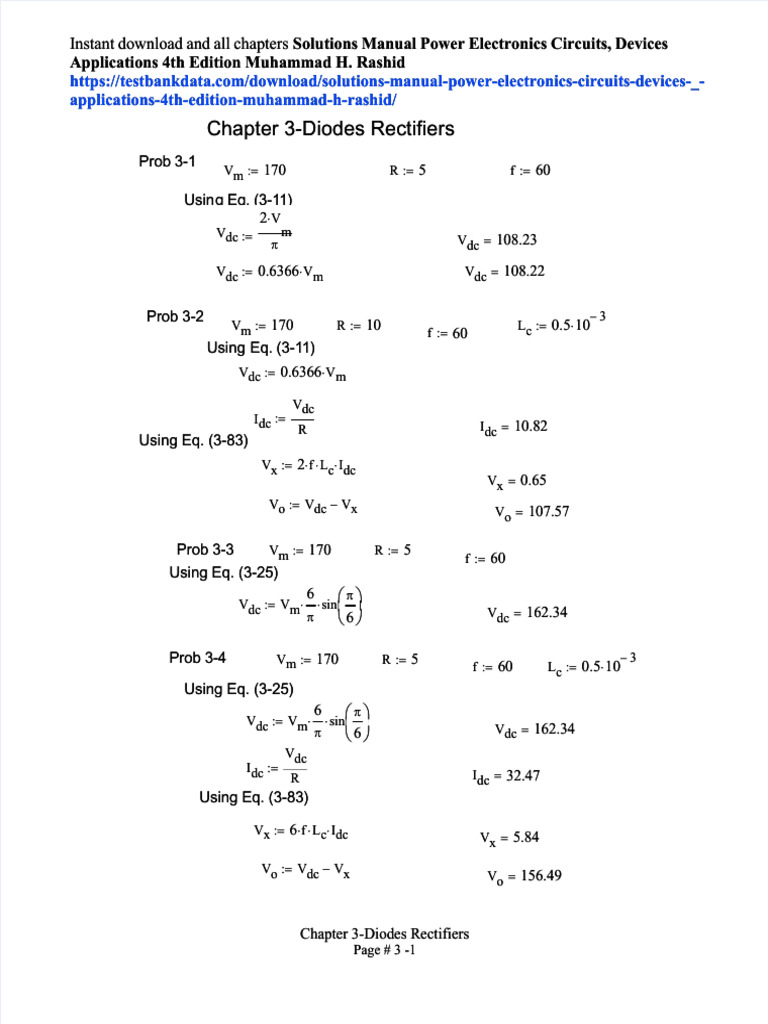 PDF 351115115 Solutions Manual Power Electronics Circuits Devices | PDF ...