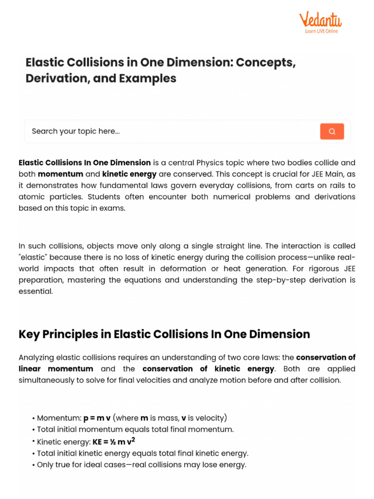 Elastic Collisions in One Dimension - Concepts, Derivation, and ...