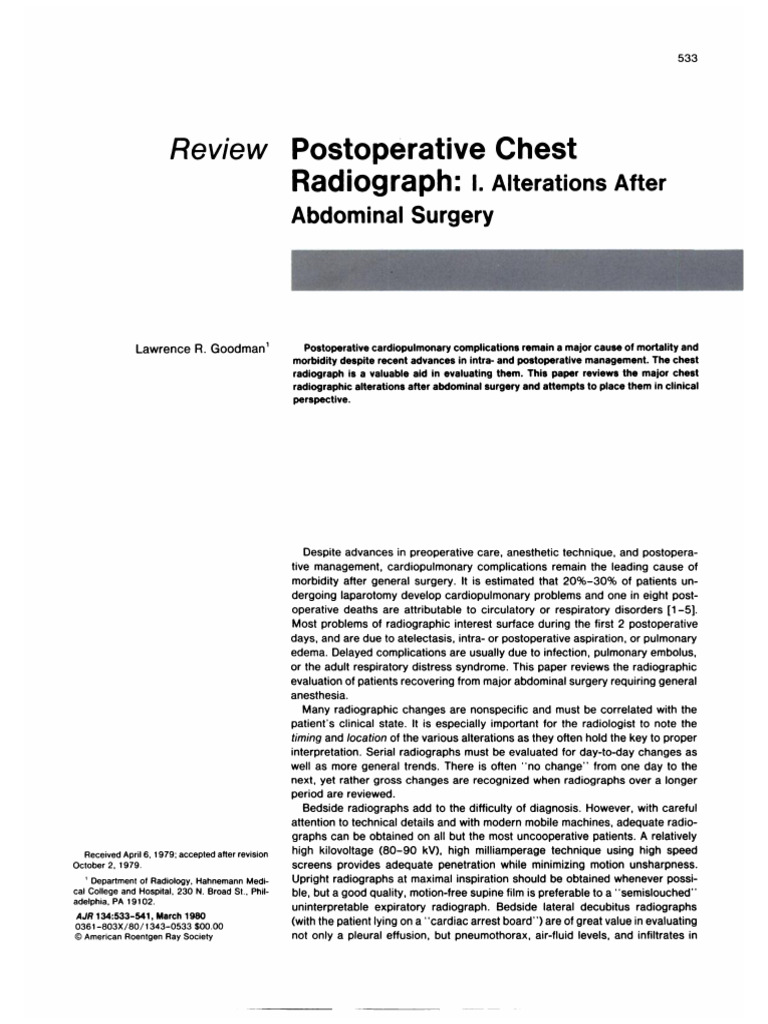 Goodman 2012 Postoperative Chest Radiograph I Alterations After ...