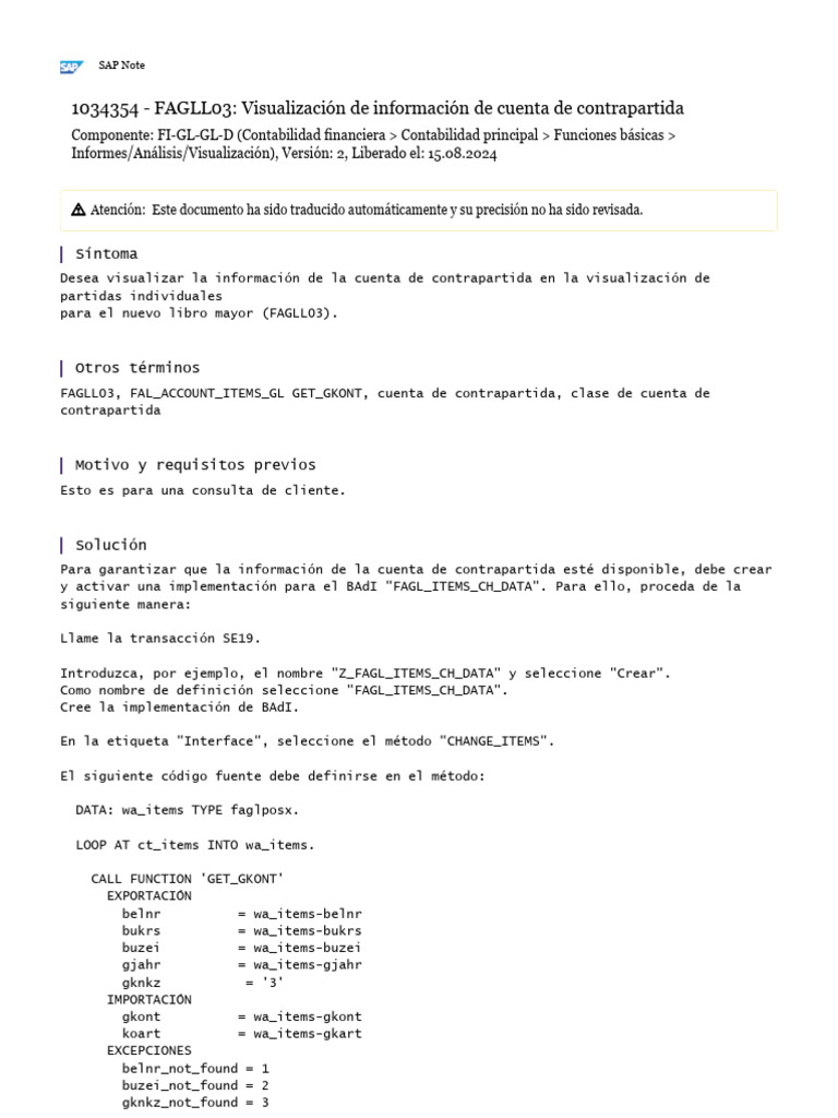 Visualización de cuenta contrapartida FAGLL03 | PDF | Ingeniería ...