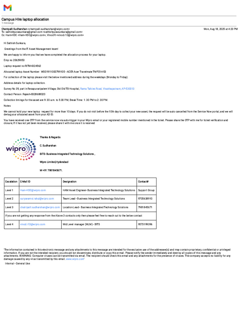 Laptop Allocation Notification | PDF | Computer Mediated Communication ...