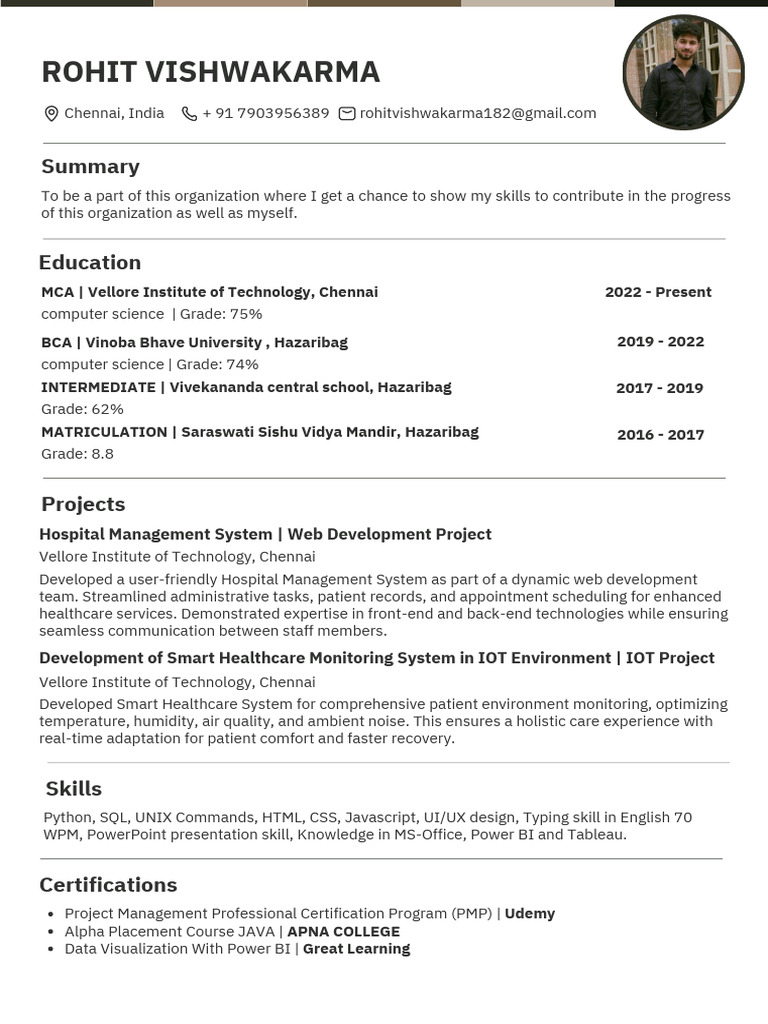 Rohit Vishwakarma: Tech Skills & Projects | PDF