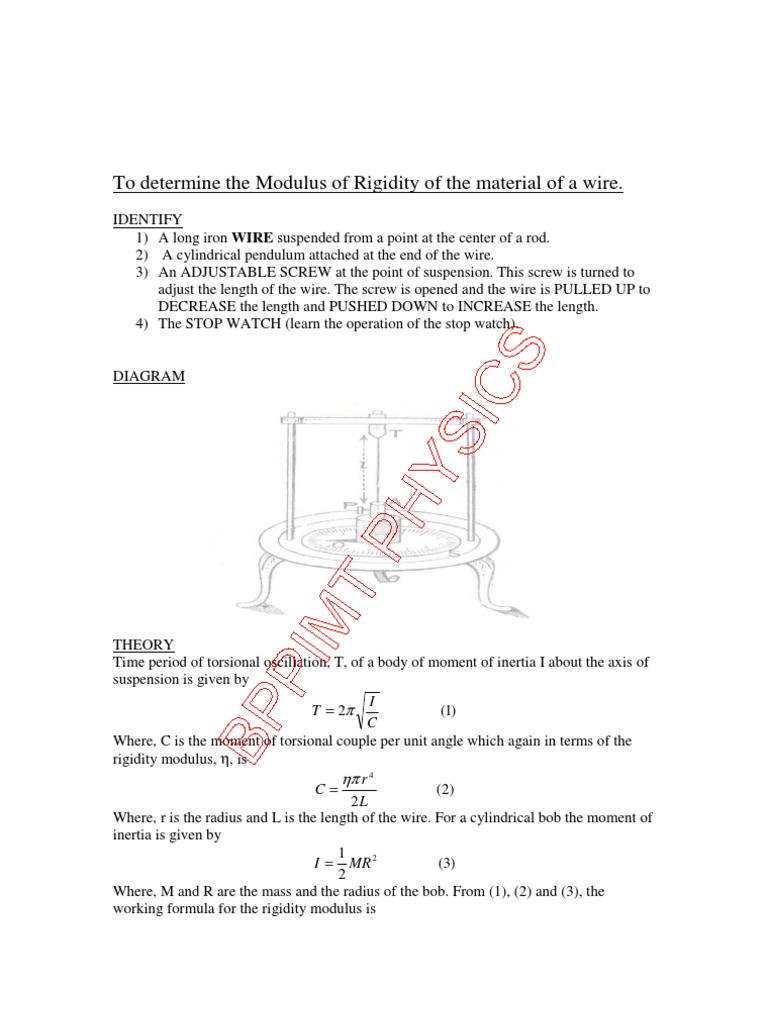 Modulus of Rigidity | PDF | Pendulum | Physical Quantities