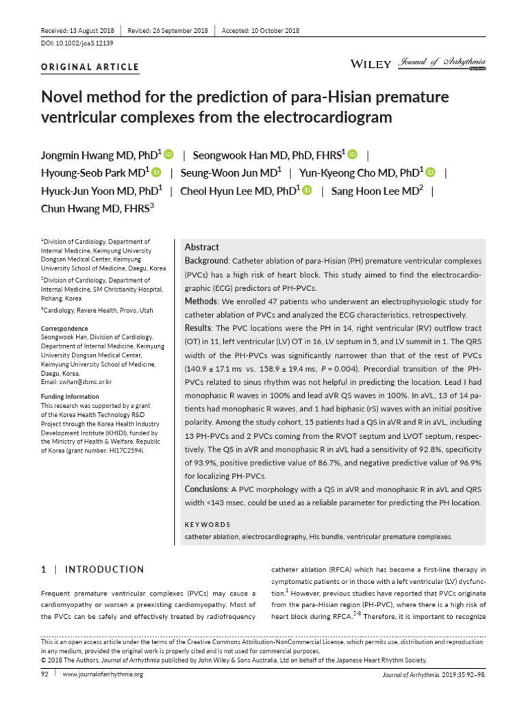 Novel Method For The Prediction of Para-Hisian Pre | PDF | Medical ...