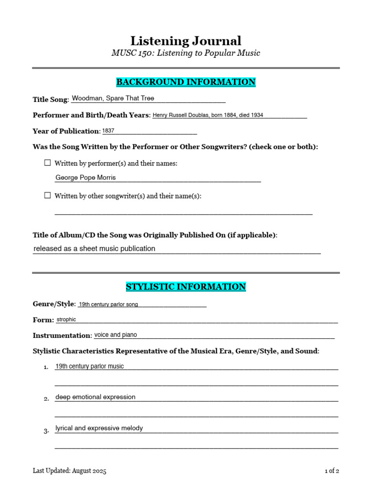 Analyzing "Woodman, Spare That Tree" | PDF | Songs | Performing Arts