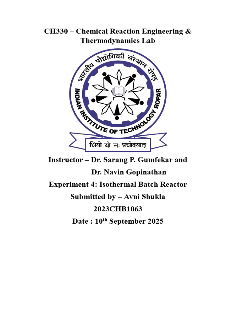 Isothermal Batch Reactor Experiment | PDF | Chemical Reactor | Sodium ...