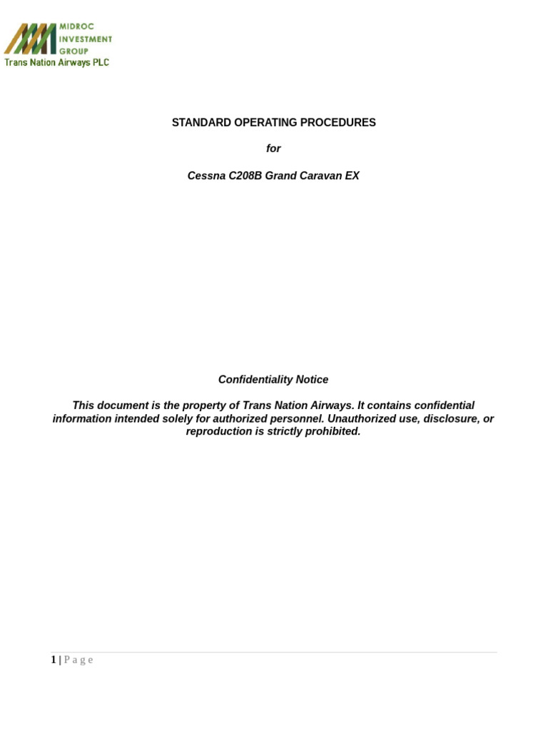 SOP C208B EX | PDF | Instrument Flight Rules | Aerospace