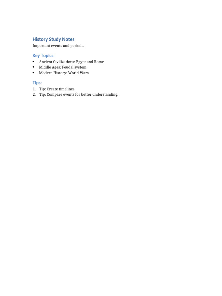 History Study Notes | PDF