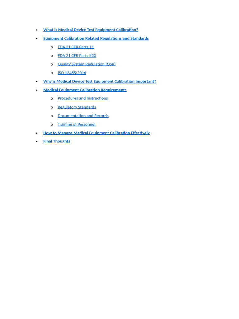 Medical Device Calibration Overview | PDF | Calibration | Medical Device