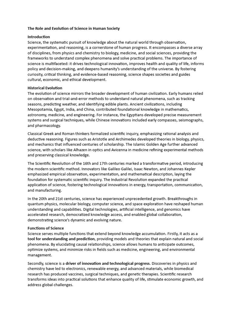 Evolution of Science in Society | PDF | Science | Physics