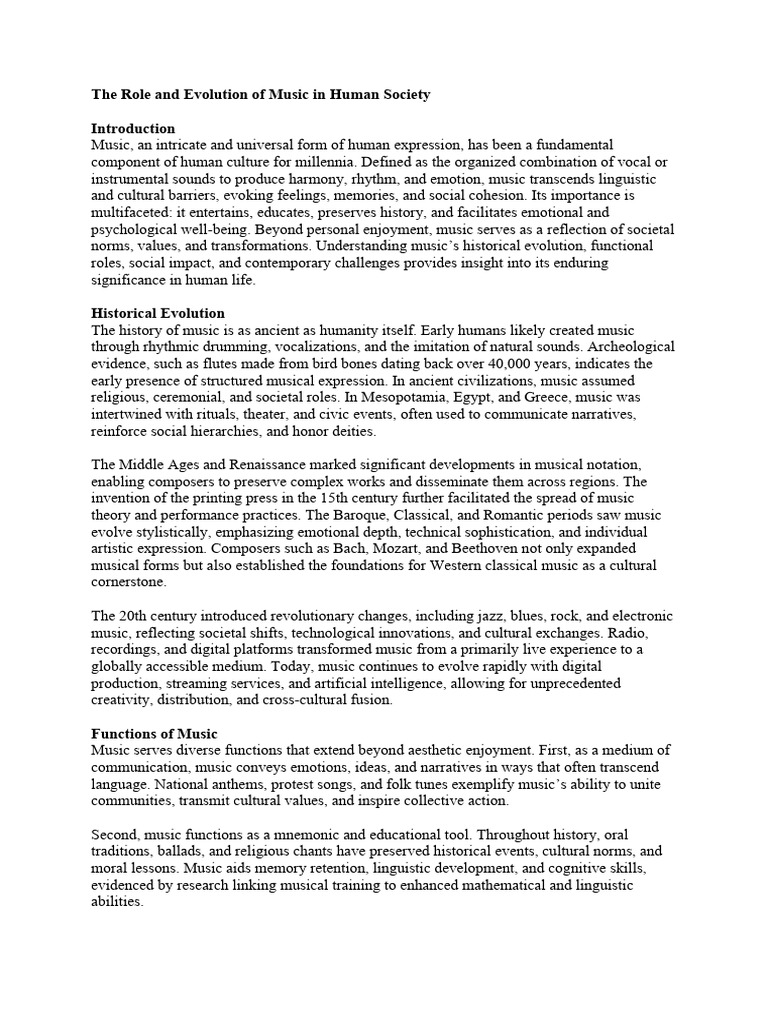 Music's Impact on Society and Culture | PDF | Liberal Arts Education