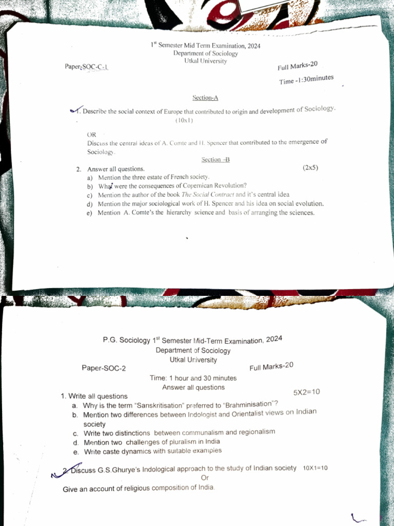 1st Mid -Sem PYQ 2025 | PDF | Sociology | Liberal Arts Education