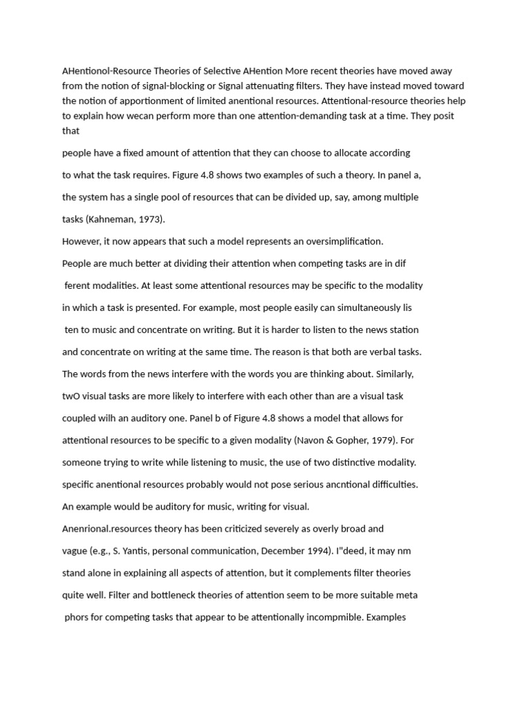 Attentional Resource Theories Explained | PDF | Attention | Mental ...