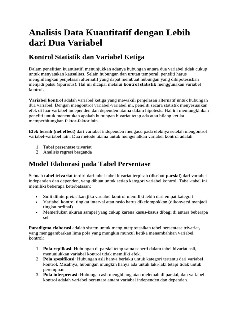 Analisis Data Kuantitatif Dengan Lebih Dari Dua Variabel | PDF