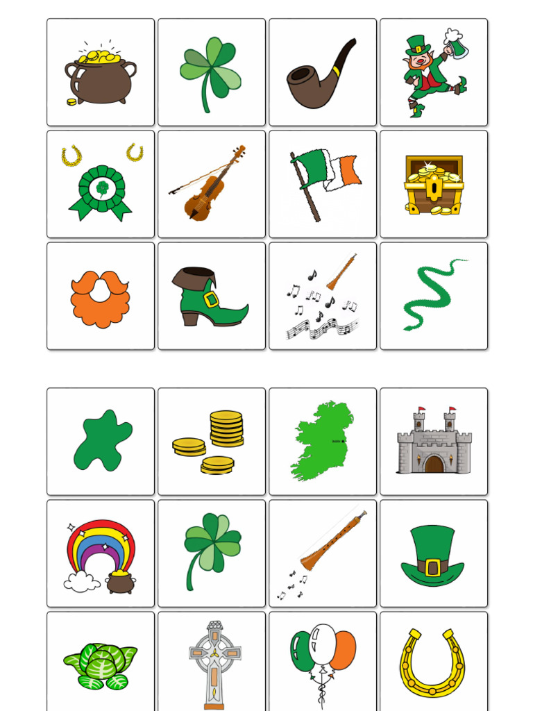 Saint Patrick S Day Matching Pairs Game Free Printable | PDF