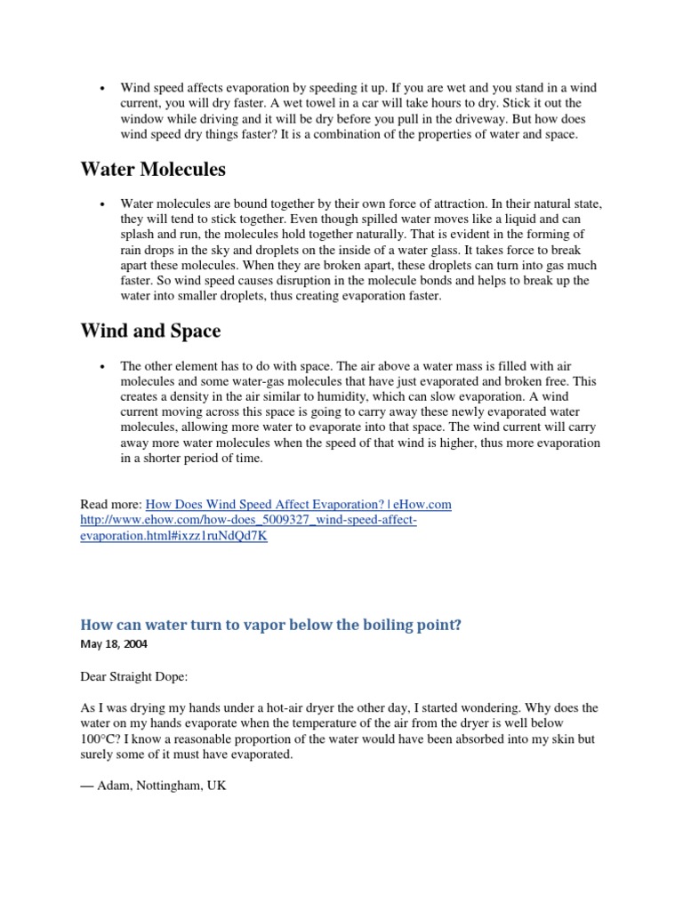 Impact of Wind Speed on Evaporation | PDF | Evaporation | Humidity