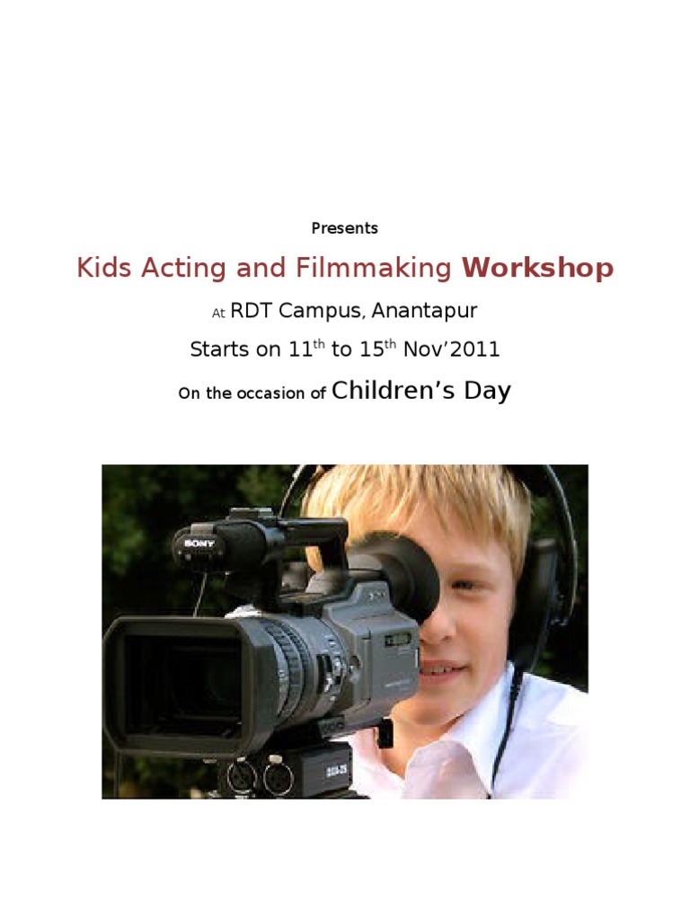 Kids Acting & Film Making Workshop | PDF | Filmmaking | Television