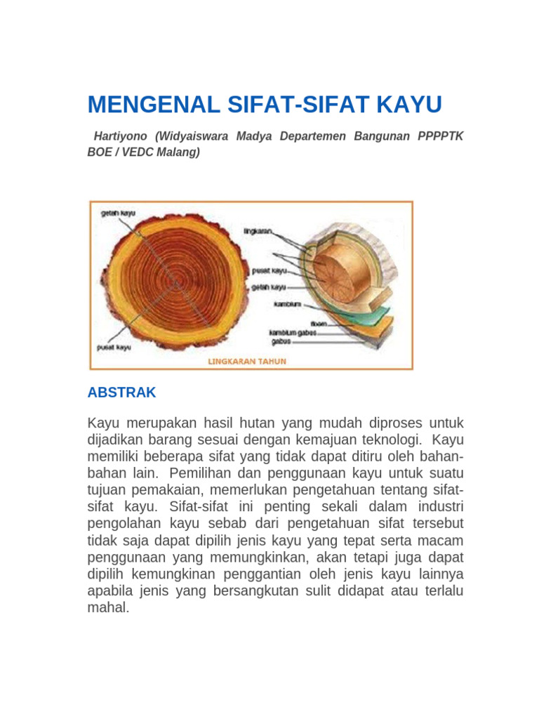 Sifat-Sifat Kayu untuk Pemilihan Material | PDF