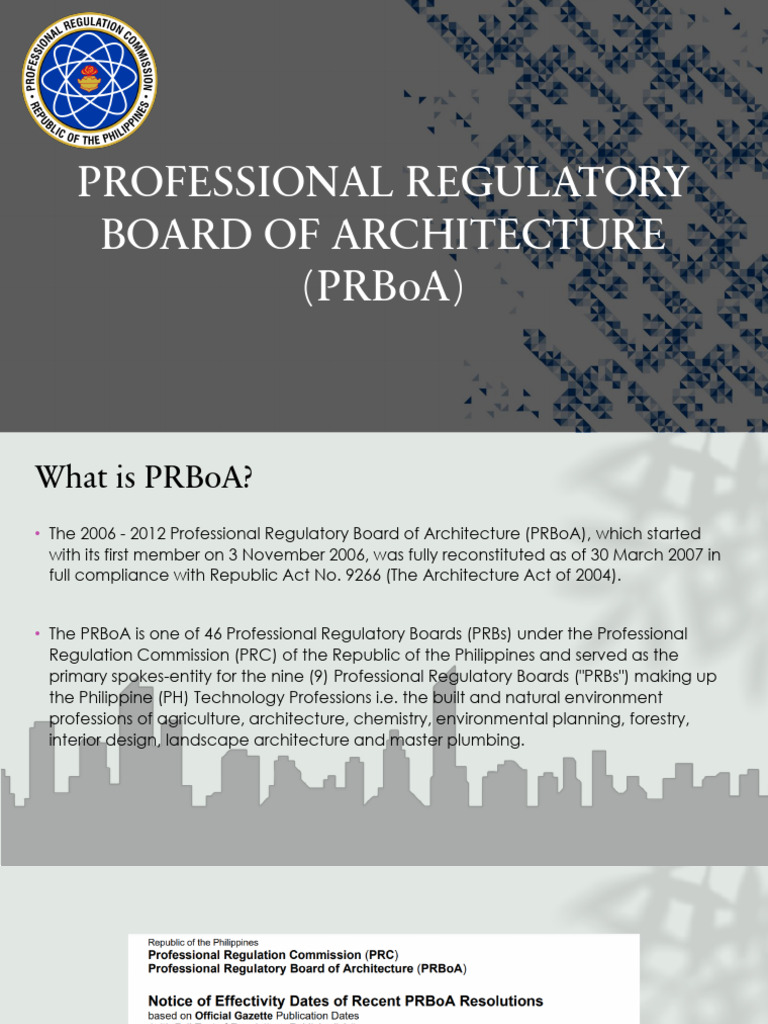 03 - Professional Regulatory Board of Architecture (PRBoA) - de GUIA, Erick John M. | PDF ...