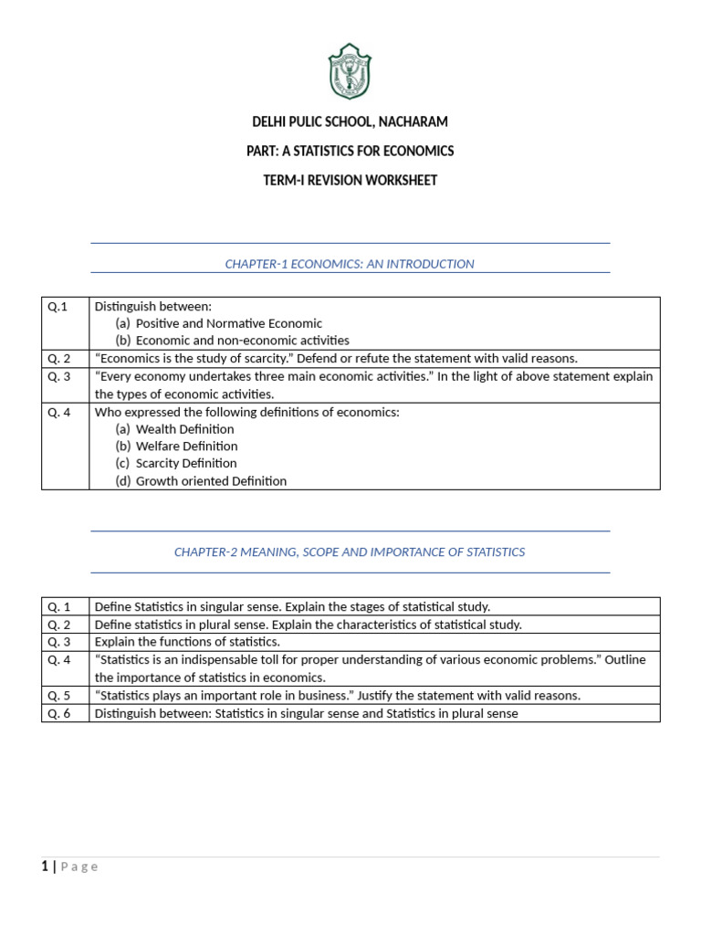 Statistics For Economics | PDF | Statistics | Mean